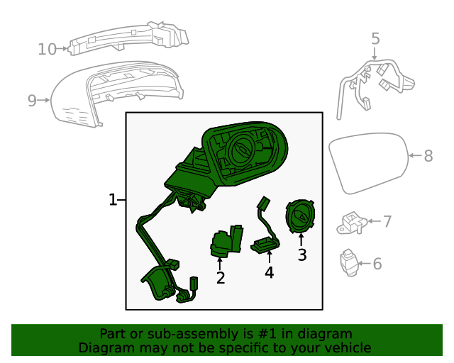 217-810-06-00 - Mirror Assembly - Right, Front Right 2015-2019 Mercedes ...
