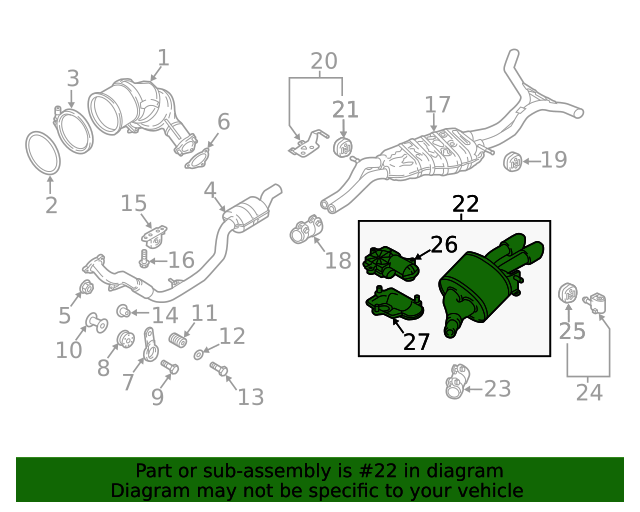 8W0-253-609-K - Exhaust Muffler 2018-2024 Audi | Audi OEM Parts