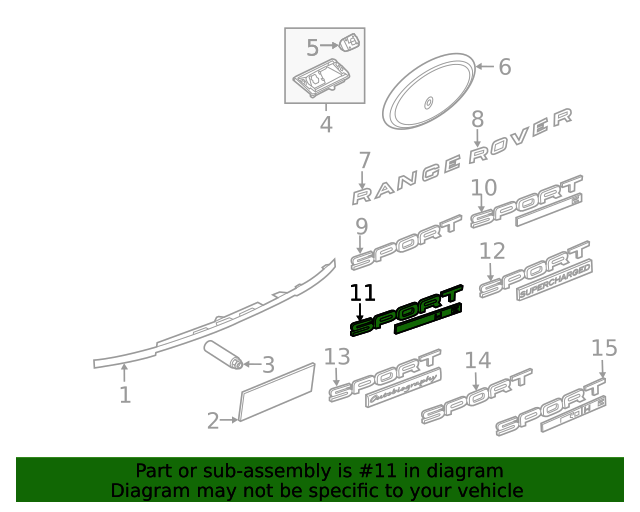 Genuine OEM Nameplate Part# LR113651 Fits 2014-2019 Land Rover Range ...