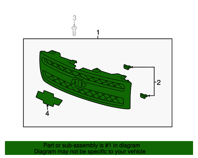2007-2013 Chevrolet Silverado 1500 Grille 22829433 GM | GMPartsDirect.com