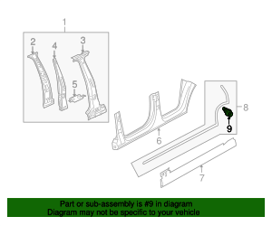 2007-2023 Audi Weather-Strip On Body Clip 4L0-837-485 | Audi USA Parts