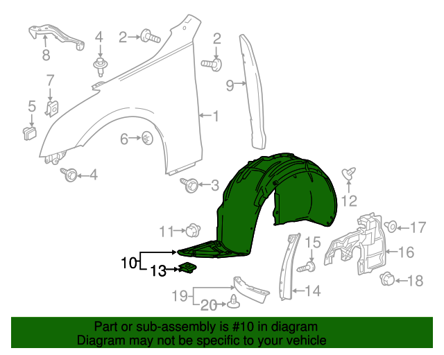 2016-2019 Cadillac ATS Front Passenger Side Wheelhouse Liner 84088407 ...