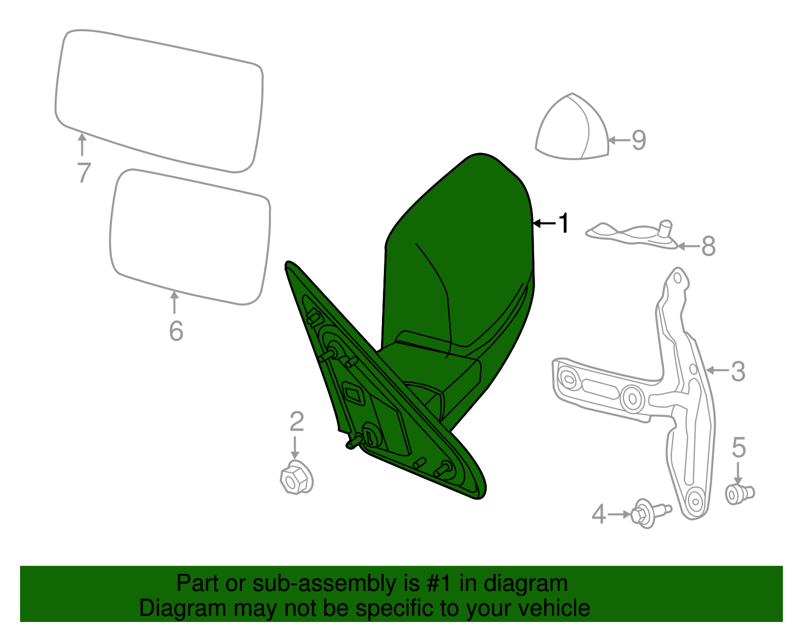 68412787AC - Outside Rear-View Mirror Left - 2013-2020 Mopar | Mopar ...