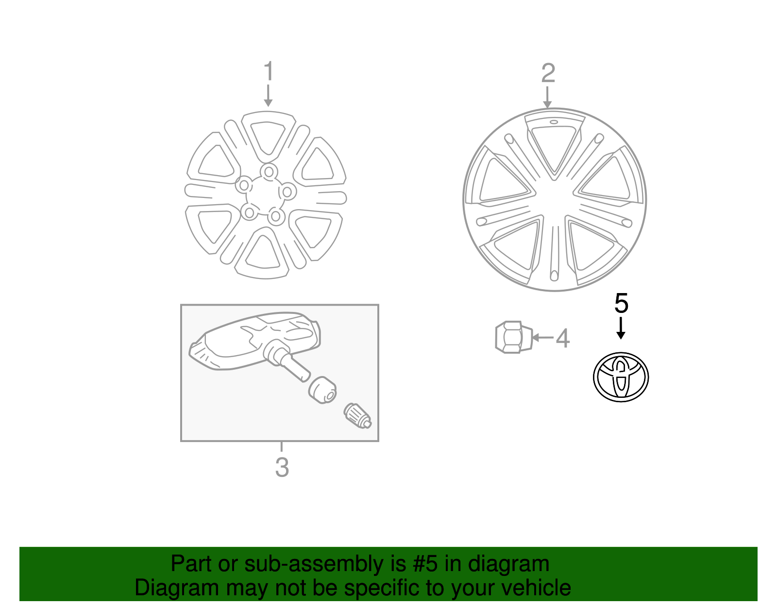 Genuine Toyota Ornament Sub-Assembly, Wheel Hub part# 42603-12730 for ...