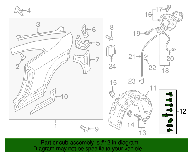 2016-2020 Audi Wheelhouse Liner Mount Kit 8S0-098-629 | Audi OEM Parts