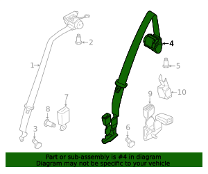 2020-2024 Porsche Taycan Center Belt Assembly 9J1-857-807-A-A23 ...