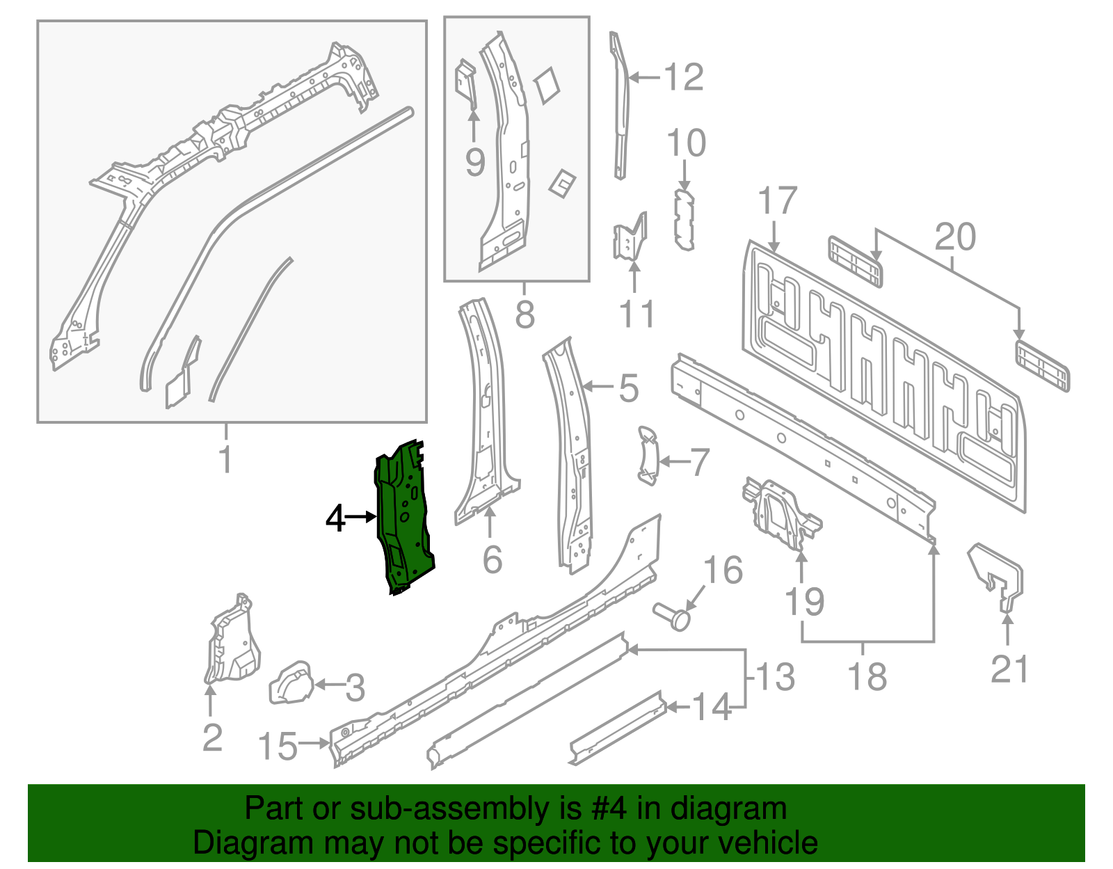 Genuine OEM Ford Part - Reinforcement A Pillar FL3Z-1502543-C | Genuine ...