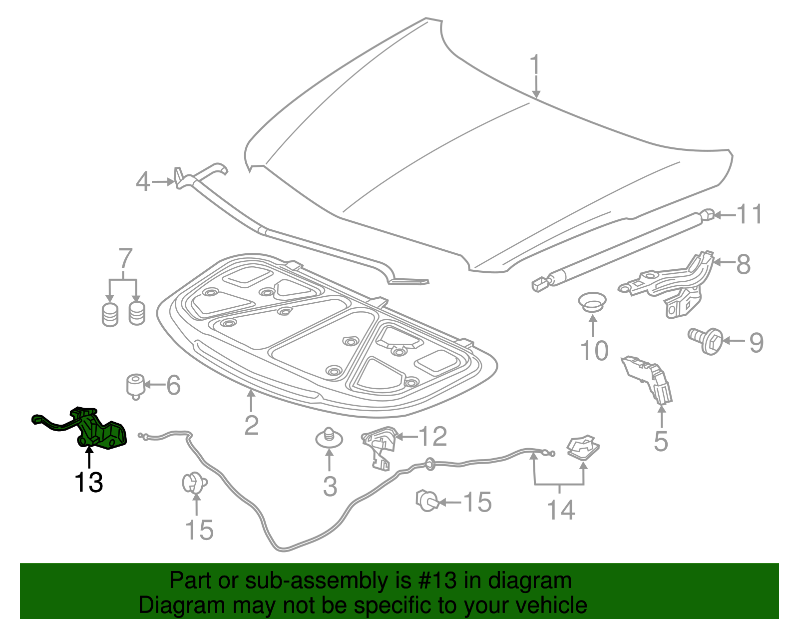 2017-2018 Cadillac XT5 Hood Latch 84100137 GM | GMPartsDirect.com
