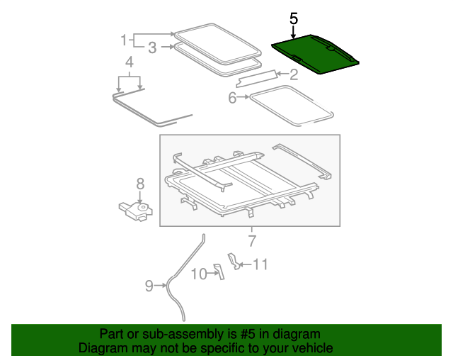 2010-2013 Toyota Highlander Sunroof Cover 63306-0E050-E0 | OEM Parts Online