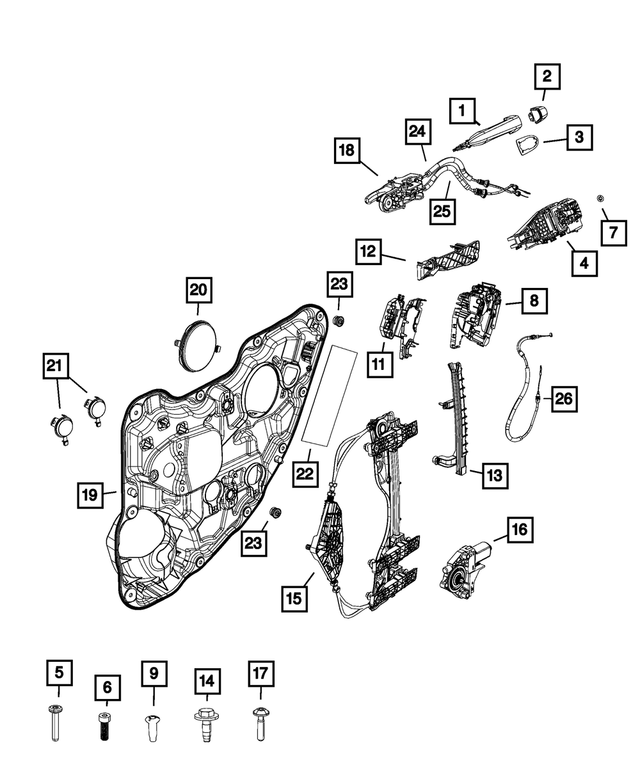 2014-2023 Jeep Cherokee Rear Door Handle Bracket, Right 68227408AA ...
