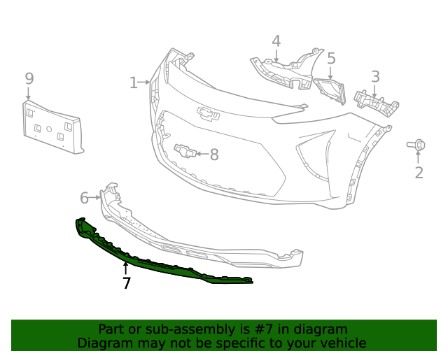 2022-2023 Chevrolet Bolt EUV Front Bumper Fascia Skid Plate 42739829 GM ...