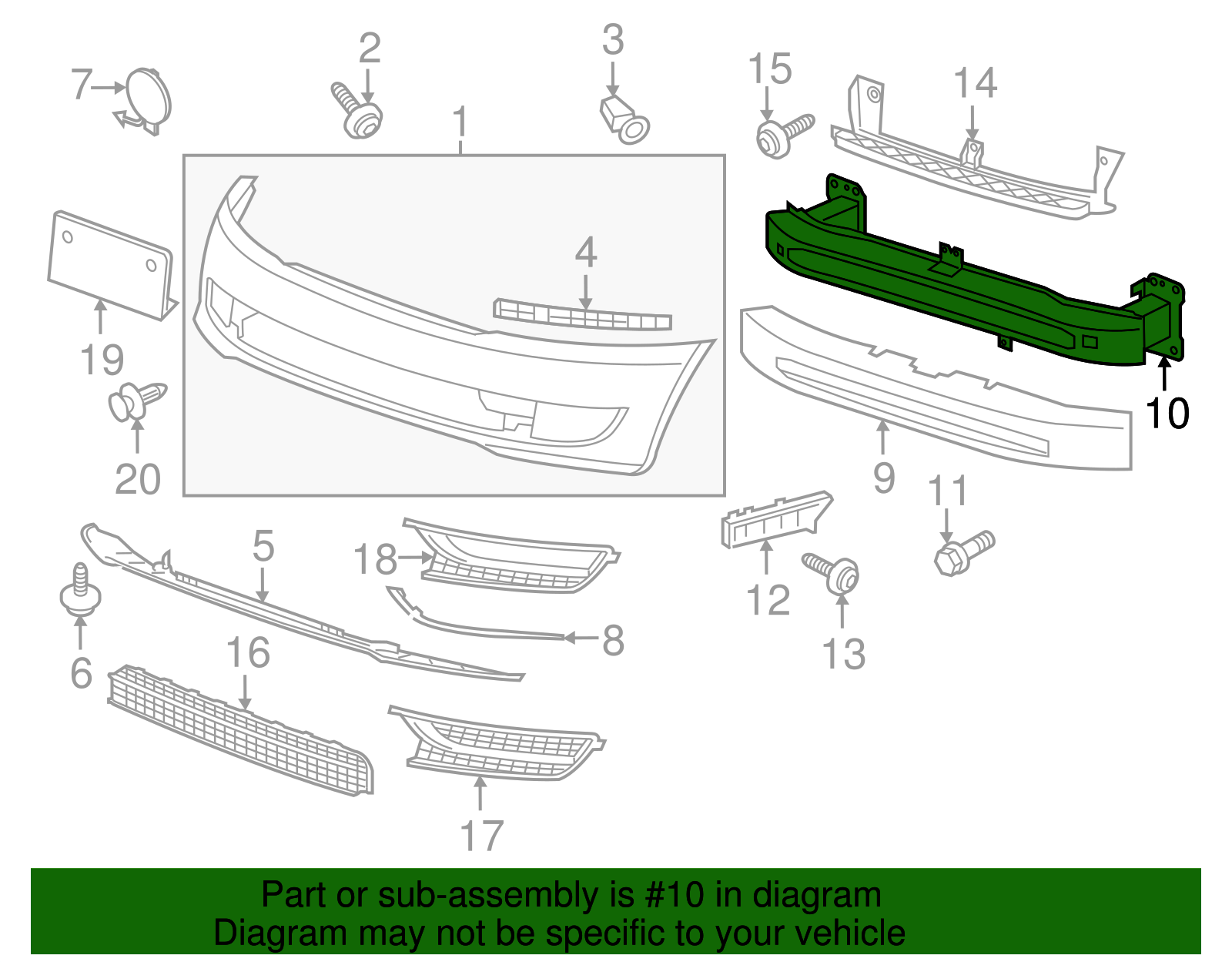 2012-2015 Volkswagen Passat Impact Bar 561-807-109 | VW Direct Auto Parts