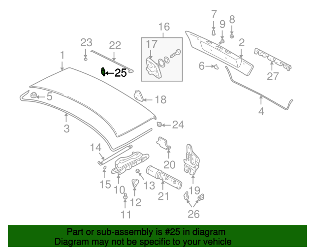 51248137994 - 1992-2002 BMW Trunk Lid Stopper (51-24-8-137-994) | BMW ...