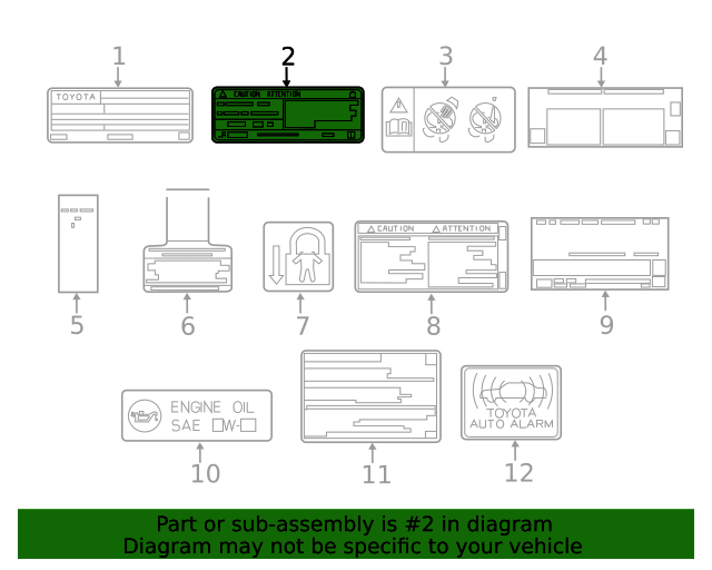 2021-2022 Toyota Corolla AC Label 88723-02590 | Toyota Parts Center