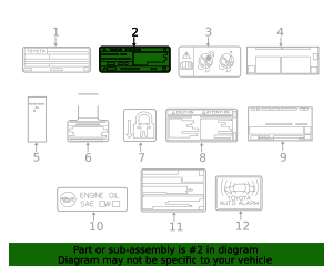 2019-2020 Toyota AC Label 88723-02250 | Toyota Parts Center