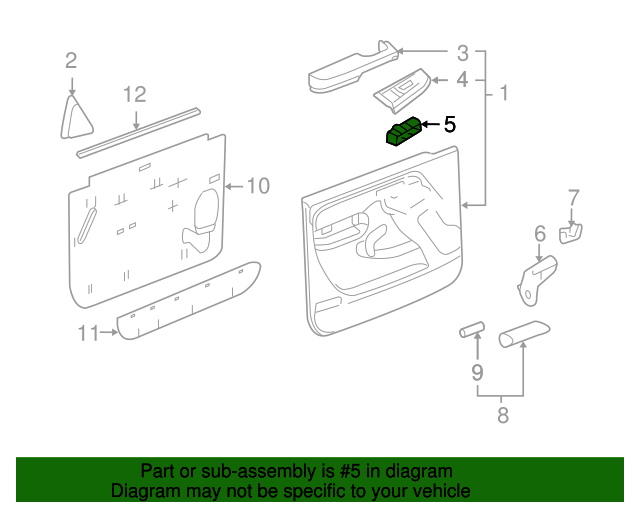 2003-2007 GM Front Driver Side Door Lock and Window Switch with Mirror ...