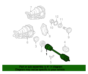 Genuine OEM Axle Assembly | 203-350-10-02 | Fits Select 2001-2005 ...