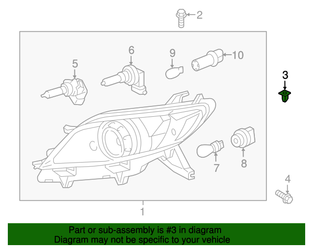 90189-05142 - Headlamp Assembly Grommet - 2000-2023 Toyota | OEM ...
