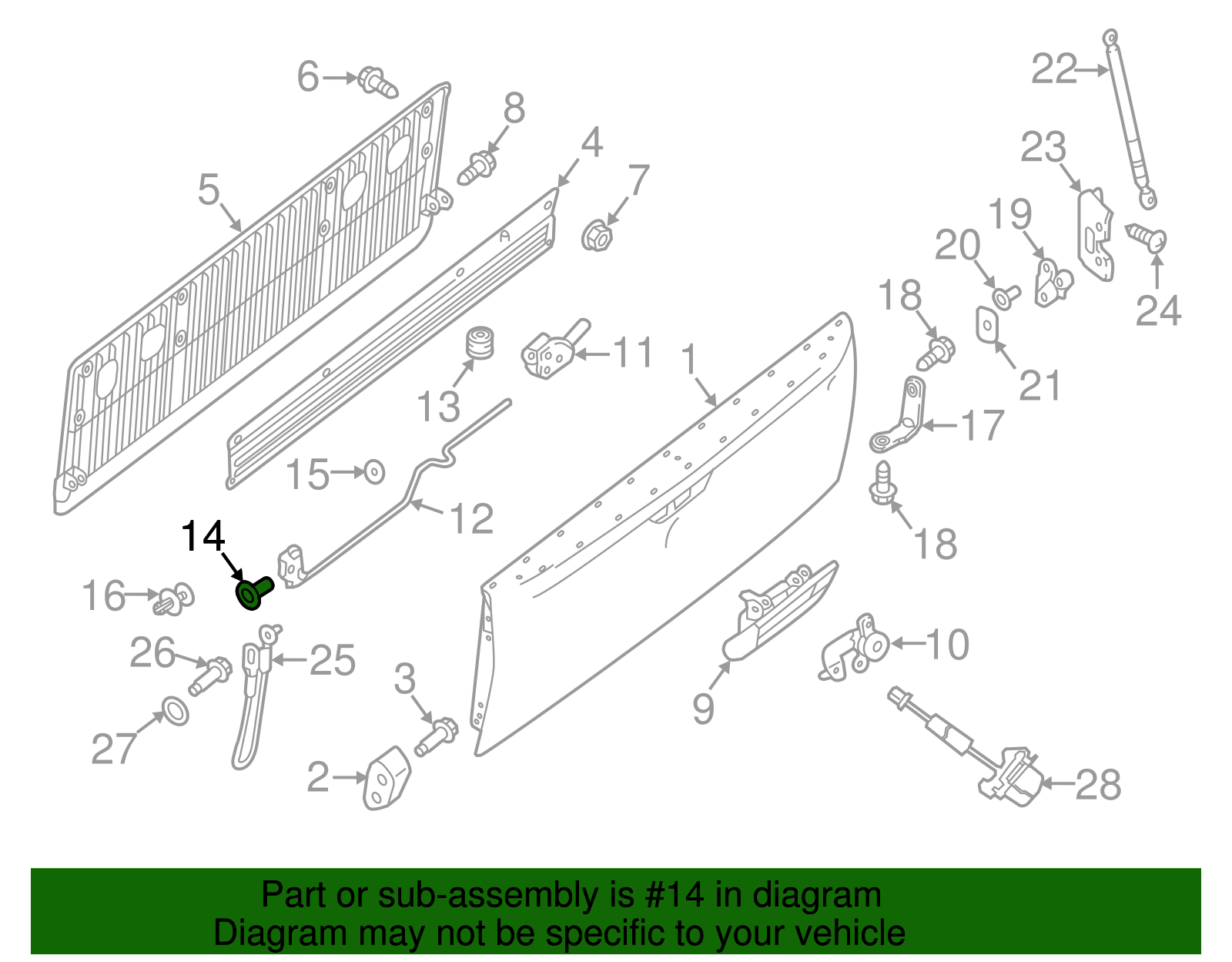 01121-0063U - Gate Latch Bolt 2016-2024 Nissan | Nissan Parts ...