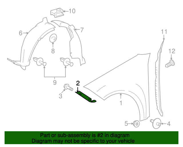 204-889-11-95 - Fender Bracket 2010-2015 Mercedes-Benz | Mercedes-Benz ...
