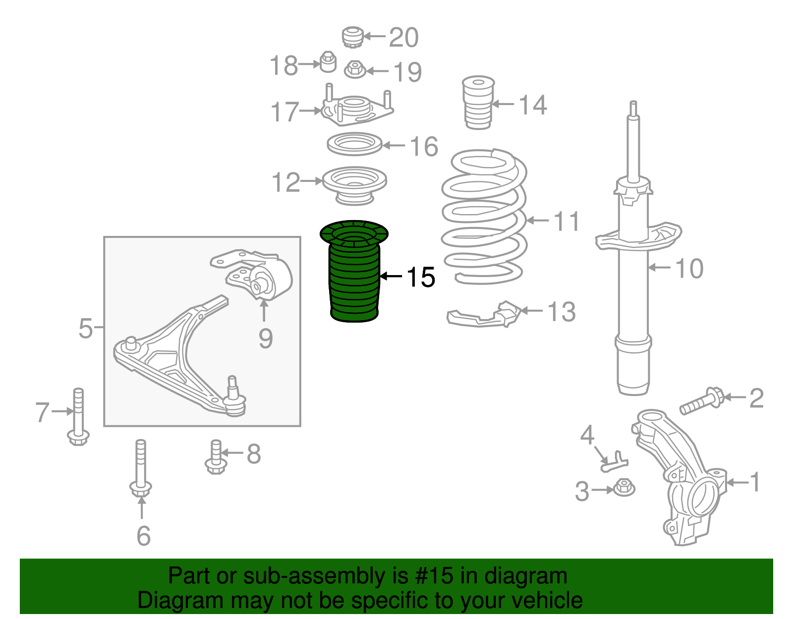 51402-THR-A01 - 2018-2024 Honda Odyssey - Rubber R Front Spring Mount ...