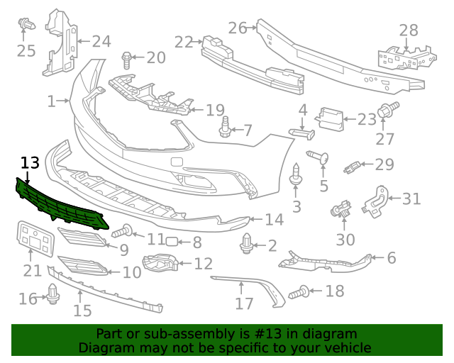 2018-2020 Acura RLX Grille, Front Bumper (Lower) 71105-TY2-A50 | OEM ...