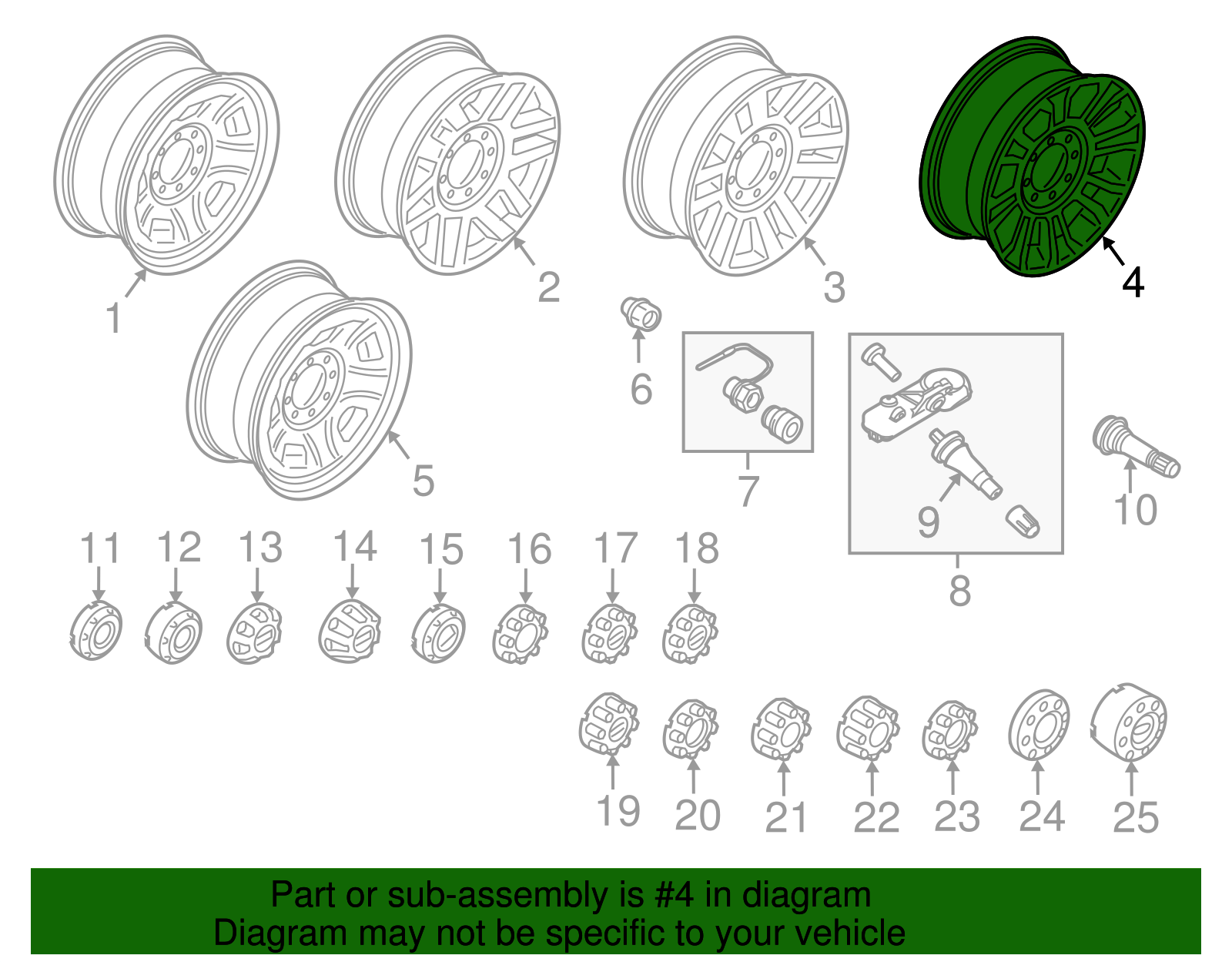 Genuine OEM Ford Part - Wheel Assembly LC3Z-1007-A | Genuine OEM Ford ...