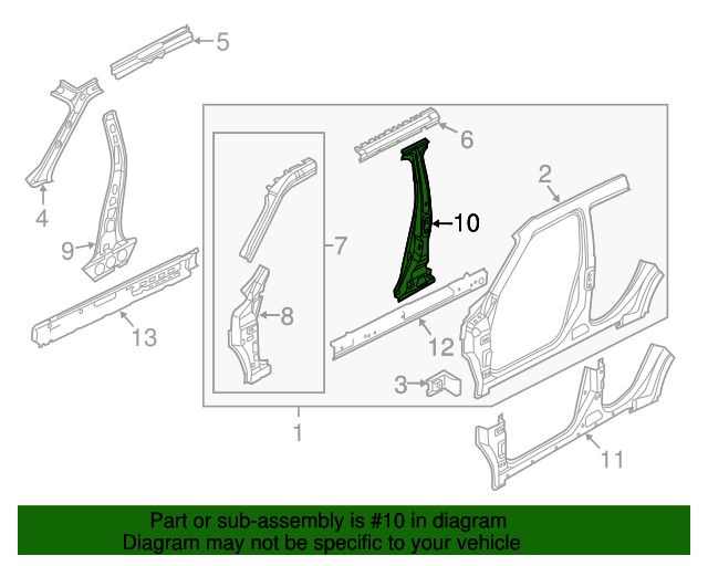 2011-2017 Nissan Juke Center Pillar Reinforced 76570-1KE0A | Parts for ...