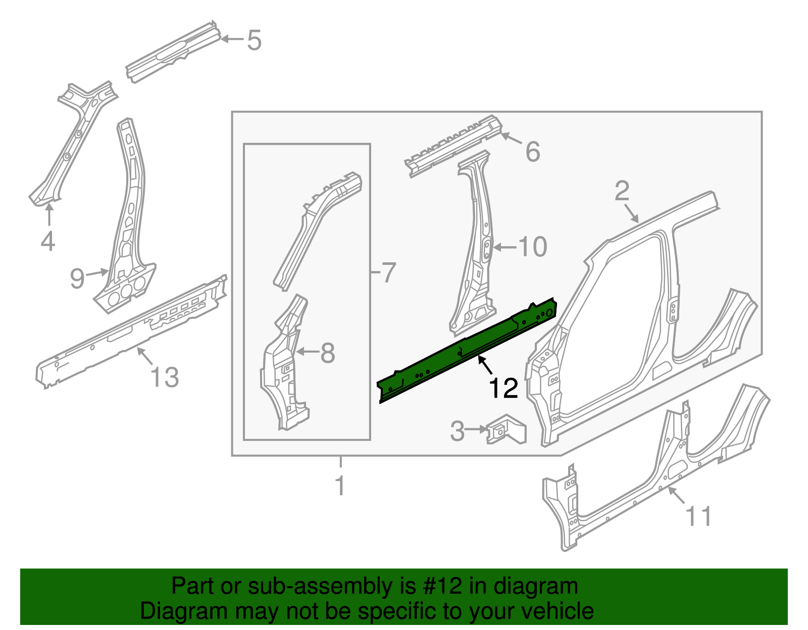 2011-2017 Nissan Juke Rocker Reinforced G6425-1KEMA | Bill Kay Nissan Parts