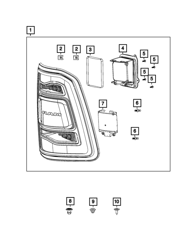 2019-2021 Ram 1500 Tail Lamp, Left 68262533ah | Wholesale MOPAR