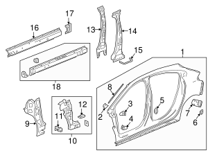 2017-2019 Chevrolet Cruze Passenger Side Body Side Outer Panel 39087572 ...