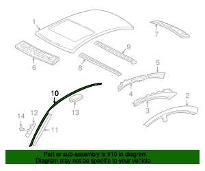 203-690-69-62-9074 - Roof Drip Molding 2001-2007 Mercedes-Benz ...