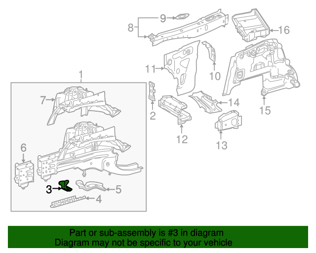 2015-2023 Mercedes-Benz Apron/Rail Assembly Lower Bracket 205-626-03-14 ...