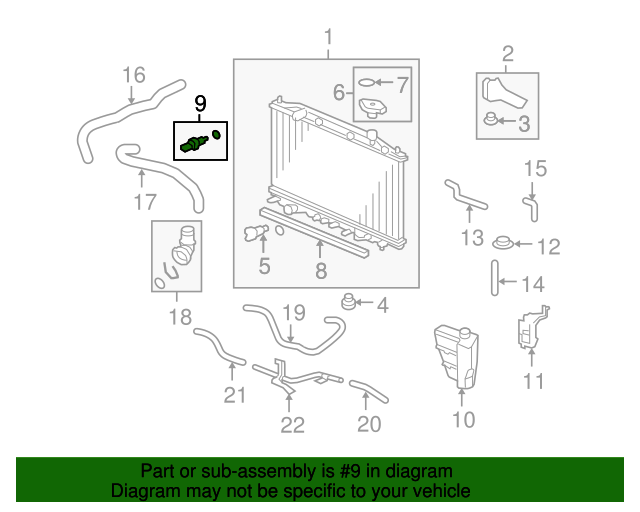 2007-2021 Honda Sensor Assembly, Water Temperature (Panasonic) 37870 ...