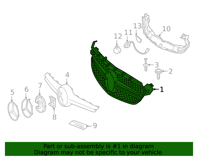 205-888-15-00 - Grille 2019-2021 Mercedes-Benz | Mercedes-Benz USA Parts