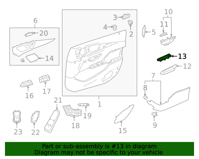257-720-00-04 - Door Window Switch Bezel 2019-2023 Mercedes-Benz ...