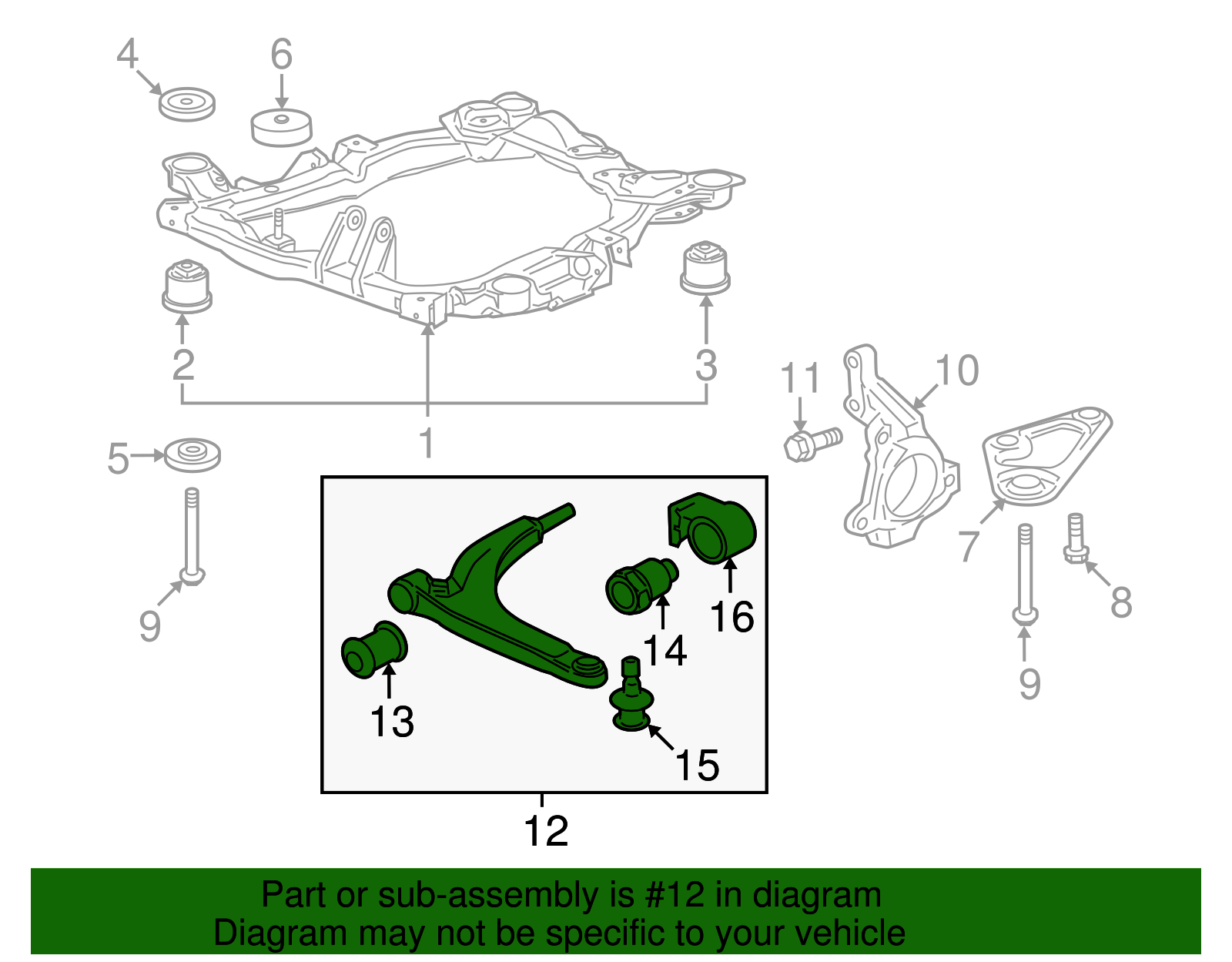 2004-2012 GM Front Driver Side Lower Control Arm 22997284 GM ...