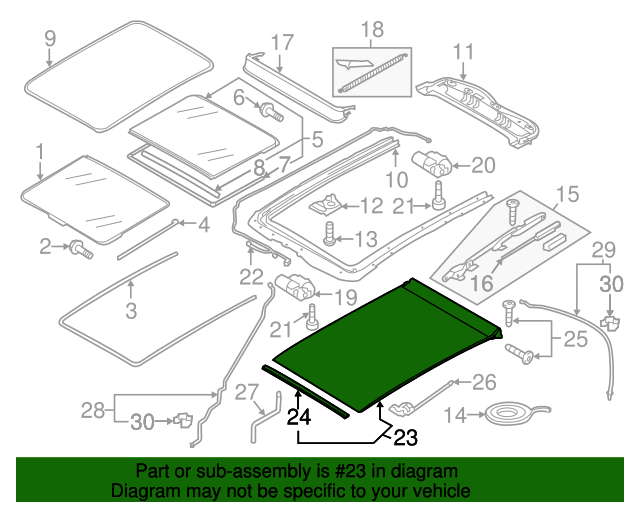 958-877-307-0E7 - Sunroof Cover 2012-2018 Porsche Cayenne ...