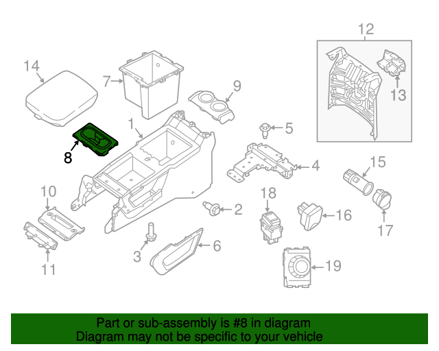 2016-2019 Nissan Front Cup-Holder 96965-EZ10A | OEM Parts Online