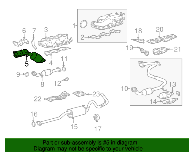 2005-2008 Toyota Tacoma Catalytic Converter with Integrated Exhaust ...