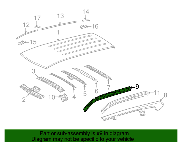 2008-2013 Toyota Highlander Roof Side Rail 61203-48010 | Toyota Parts