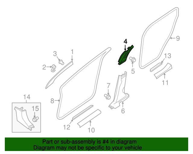 76913-5AA2A - Door Pillar Post Trim Set 2015-2024 Nissan Murano ...