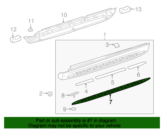 166-690-03-75 - Running Board Step Pad 2012-2022 Mercedes-Benz ...