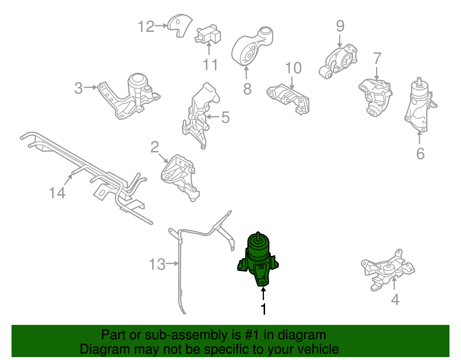 2013-2024 Nissan Front Engine Mount Insulator Assembly (l33 A36 Z52 R52 ...