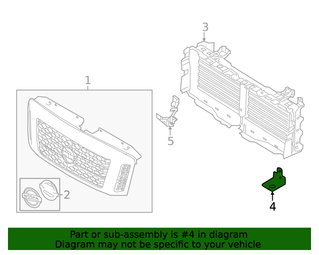 21426-EZ00A - Shutter Bracket 2020-2024 Nissan TITAN | Nissan Parts ...