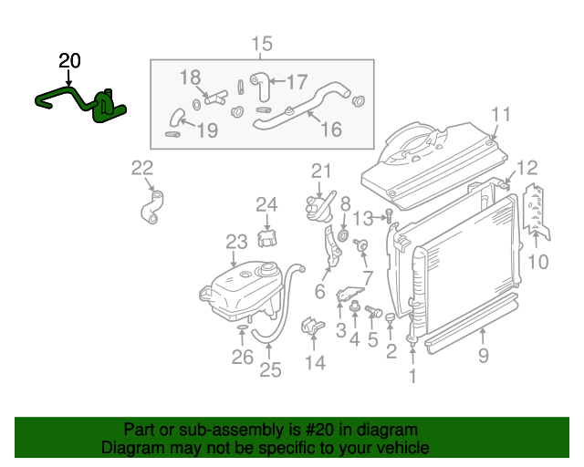 1999-2004 Land Rover Discovery Coolant Hose PEH000080 | AutoNation Parts