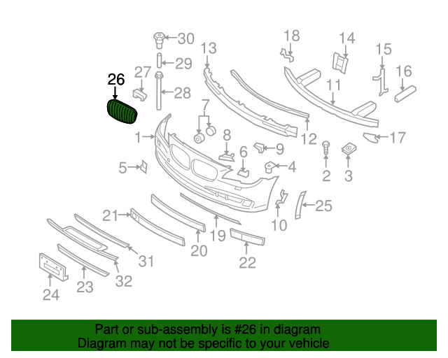 51117295297 - 2011-2015 BMW Grille (51-11-7-295-297) | BMW of South ...