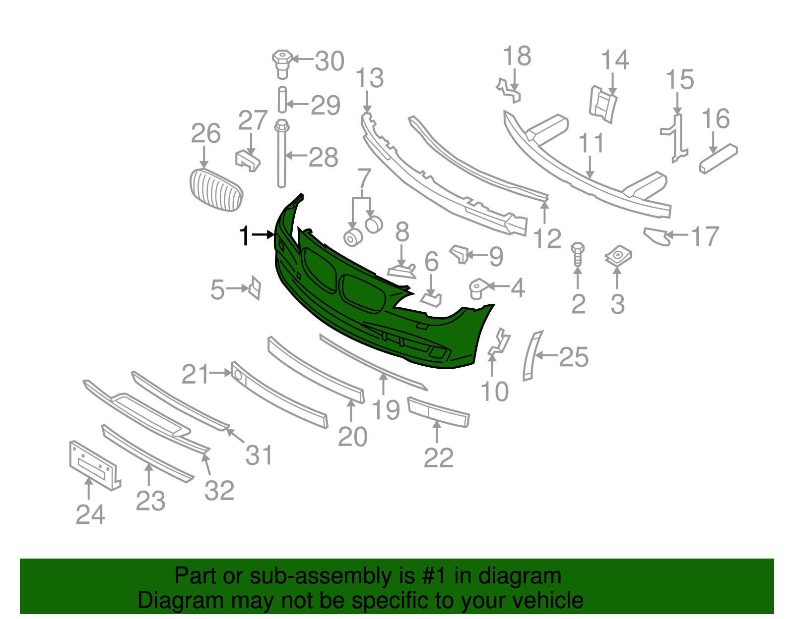 51117332264 - 2012-2015 BMW Bumper Cover (51-11-7-332-264) | BMW of ...