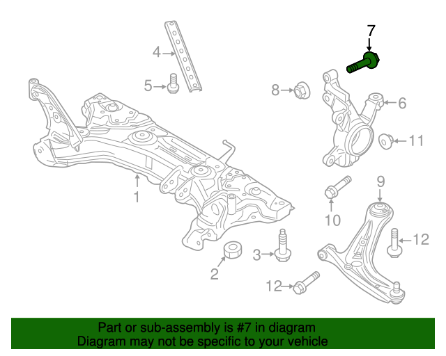 2011-2014 Mazda 2 Knuckle Mount Bolt BA5A-28-114B | TascaParts.com