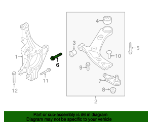 2011-2021 Kia Lower Control Arm Front Bolt 62617-2T100 | Genuine Kia ...